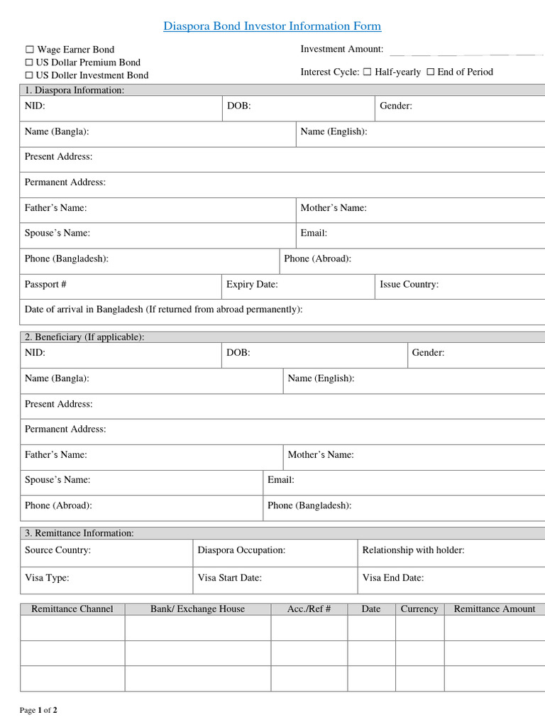Diaspora Bond Investor Information Form - Final | PDF | Bonds (Finance ...