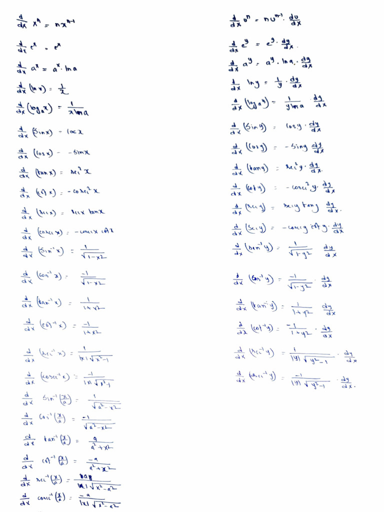 Calculus Formulae | PDF