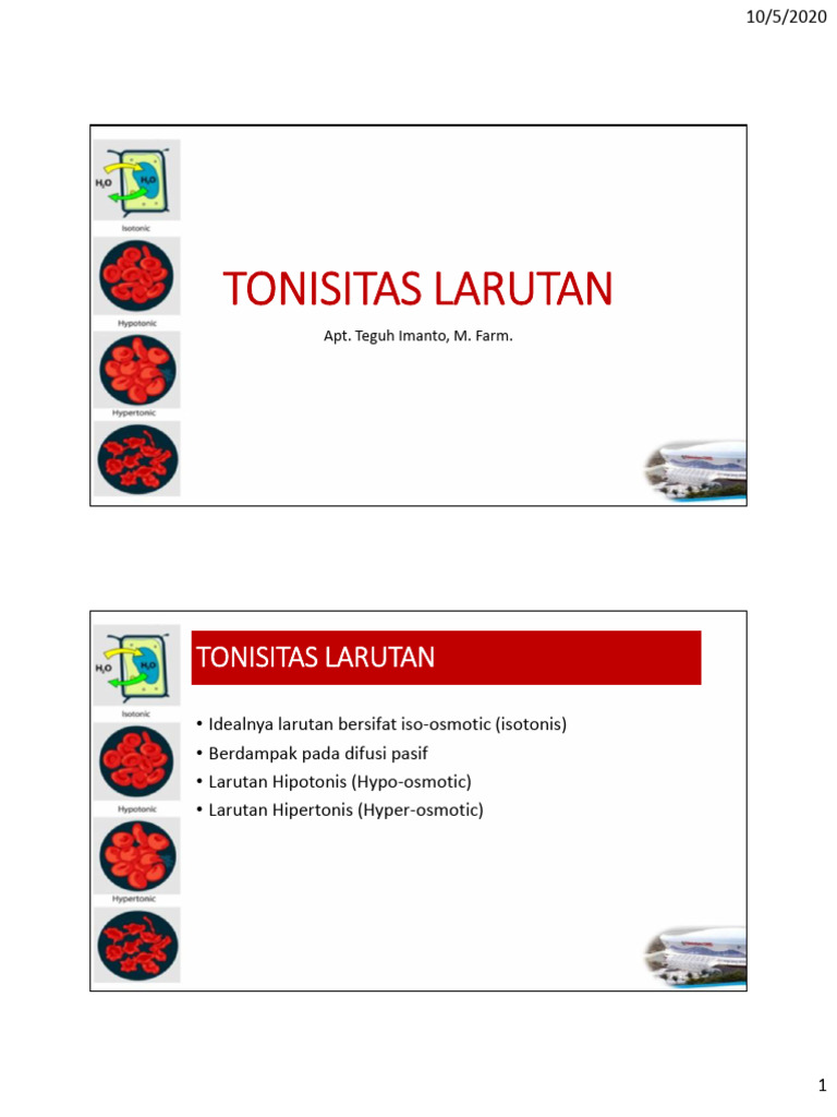 Metode Perhitungan Tonisitas Larutan | PDF | Sains & Matematika