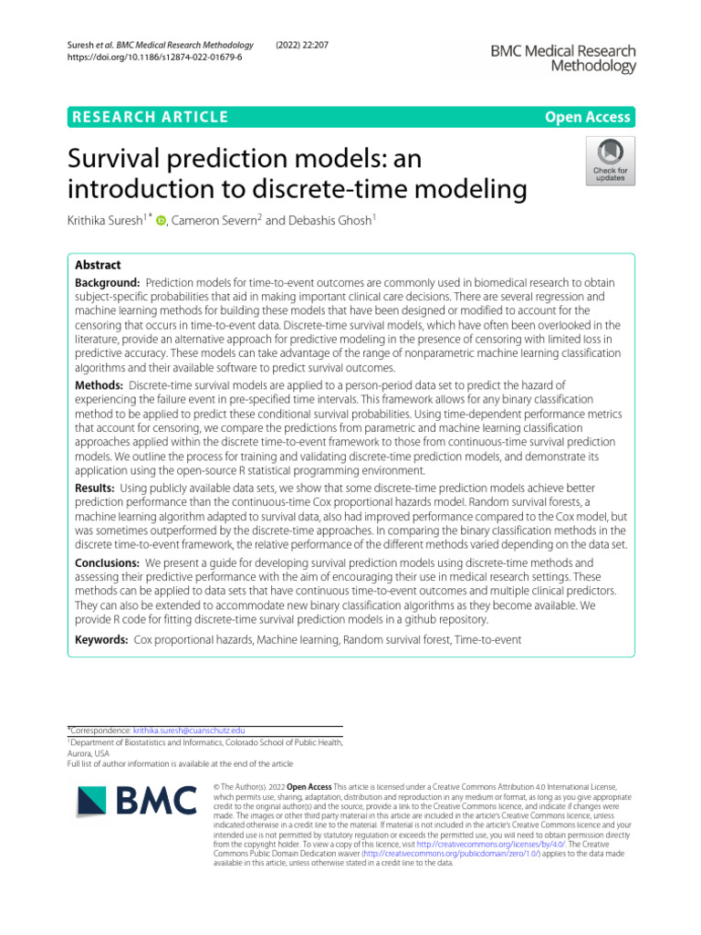 11.survival Prediction Models An Introduction To Discretetime Modelling ...