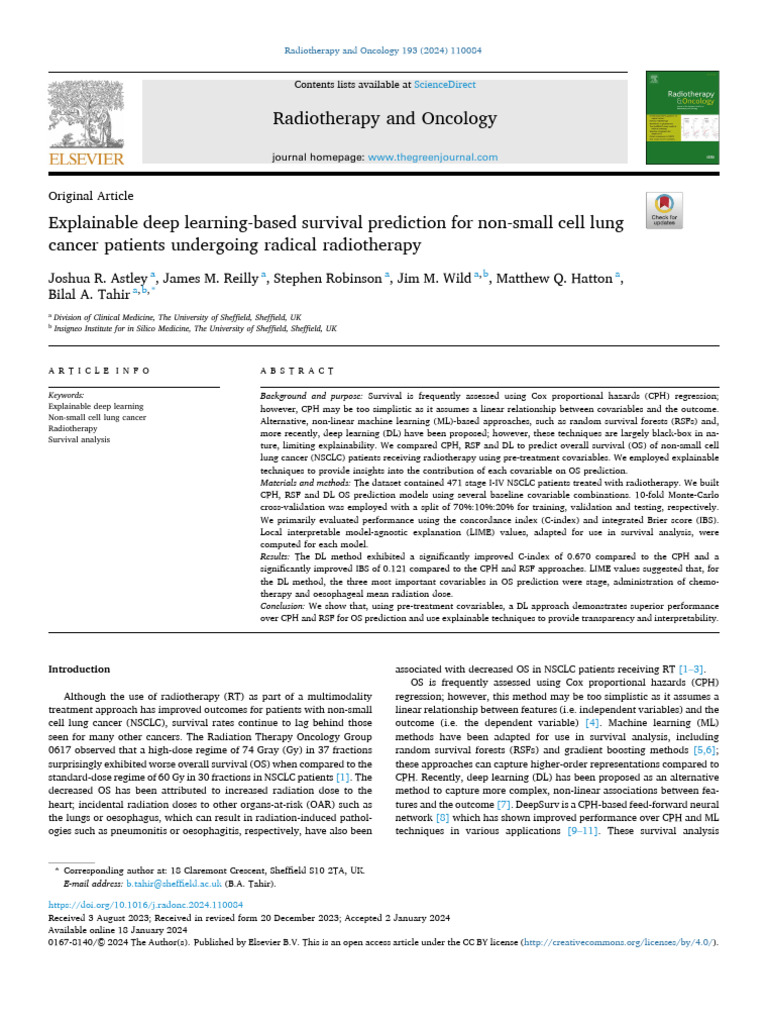 19.explainable Deep Learning-Based Survival Prediction For Non-Small Cell Lung Cancer Patients ...