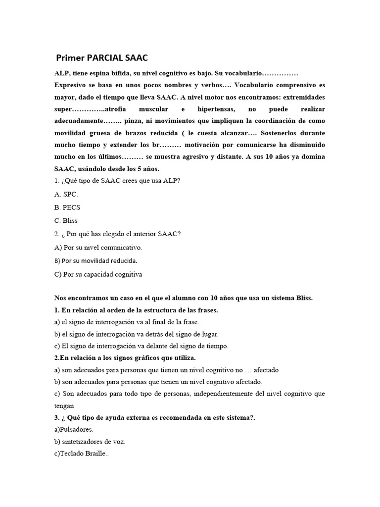 Primer PARCIAL SAAC | PDF | Comunicación | Lingüística