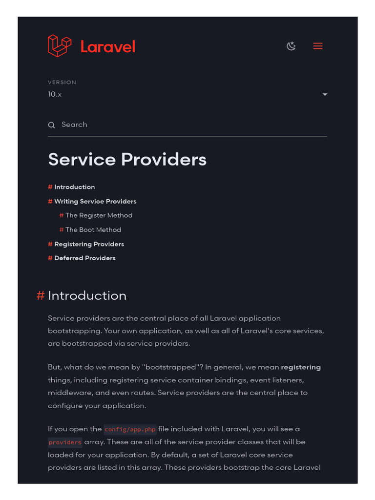 Service Providers - Laravel 10.x - The PHP Framework For Web Artisans | Download Free PDF ...