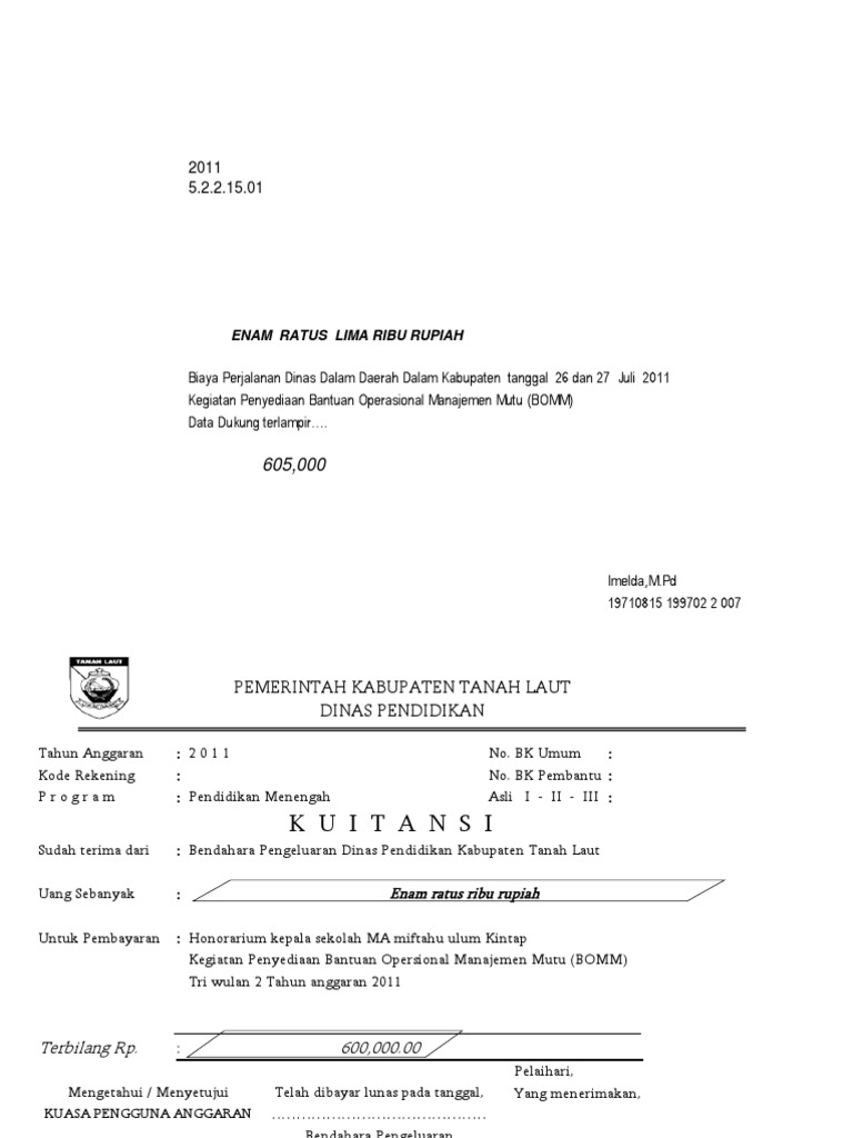 Kwitansi Dinas | PDF
