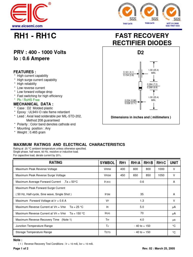 RH1 Eic | PDF | Diode | Electrical Equipment