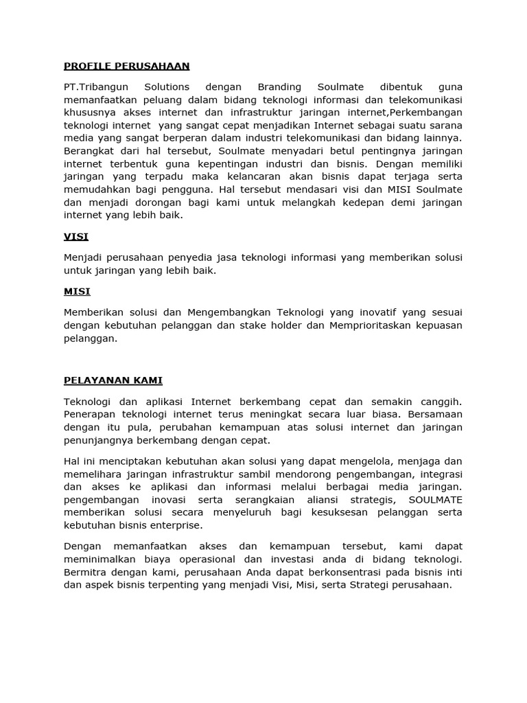 Contoh PROFILE PERUSAHAAN | PDF