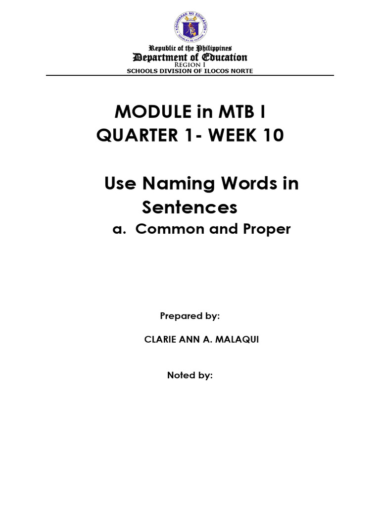 MTB-MLE-1-q1-Week10a-MOD-Malaqui, Clarie Ann - Reymart Jay Ballesteros | PDF