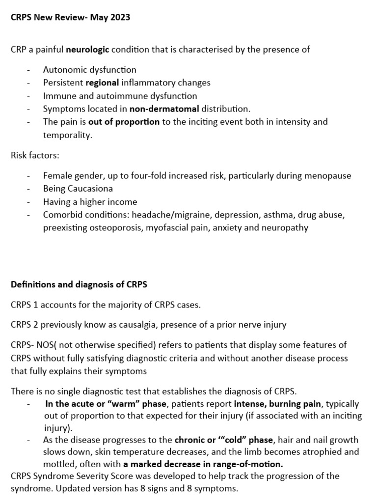 CRPS | PDF | Human Diseases And Disorders | Nervous System