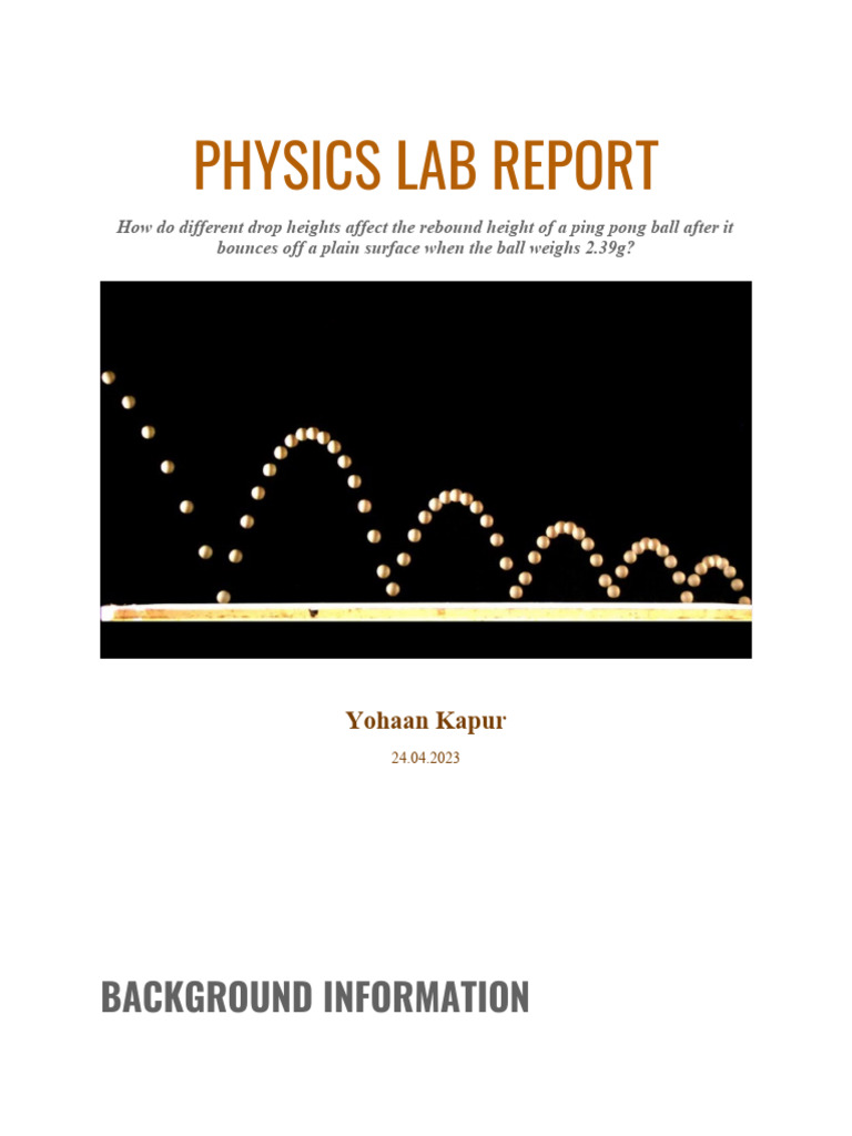 Physiccs Lab Report - Draft | PDF | Potential Energy | Physics