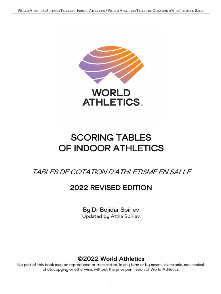 2022 Indoor Athletics Scoring Tables | PDF | Track And Field ...