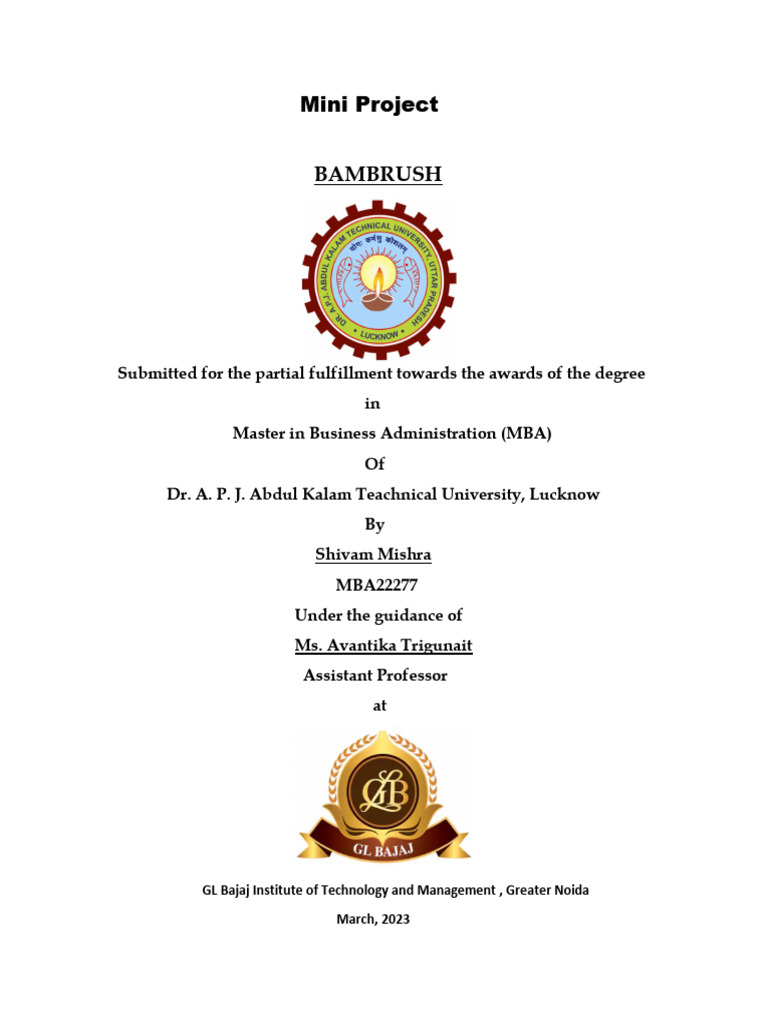 Shivam Mishra Mini Project Final | PDF | Toothbrush
