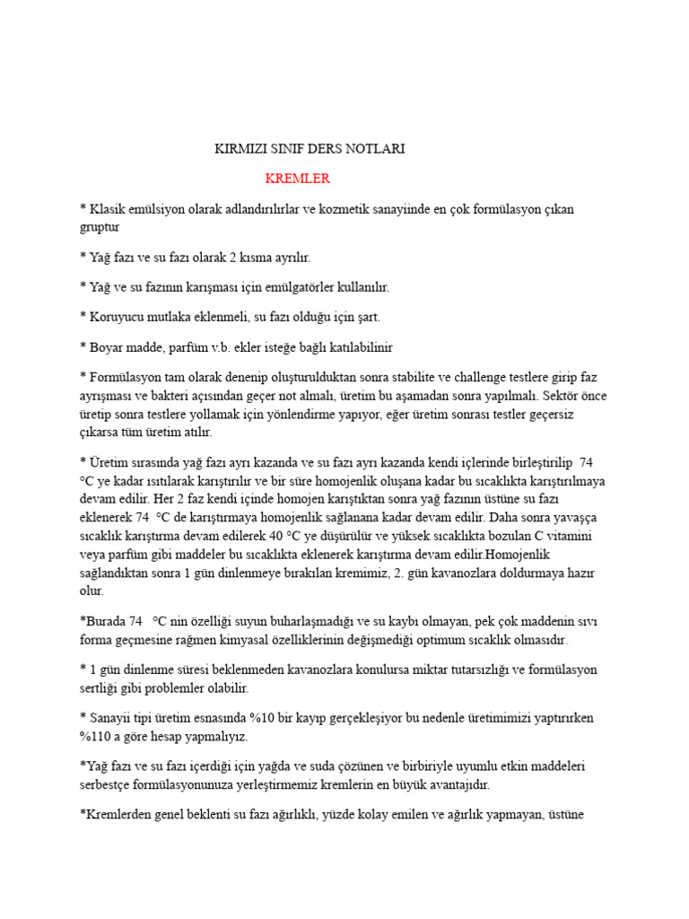 Kirmizi Sinif Kremler Ders Notu | PDF