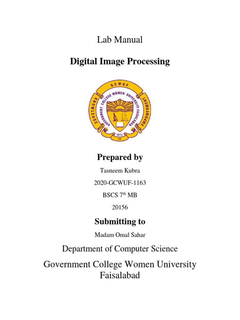 TasneemKubra - 20156 - DIP Manual | PDF | Wavelet | Installation (Computer Programs)