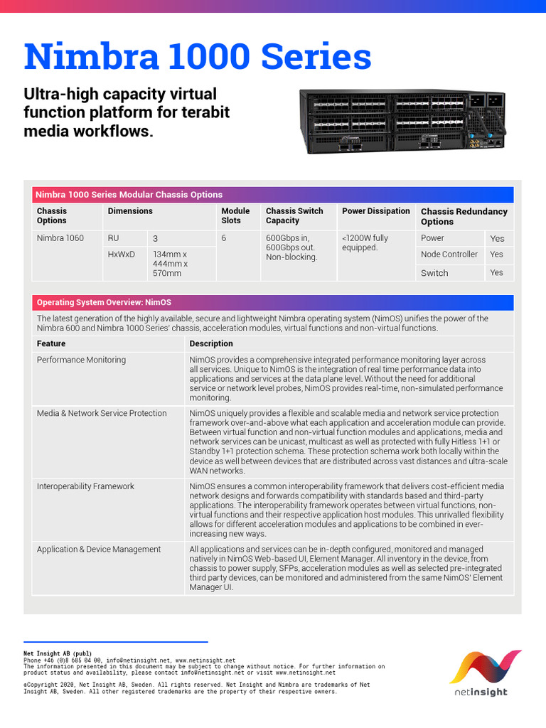 Nimbra MSR 1000 Datasheet | PDF | Computer Engineering | Computing