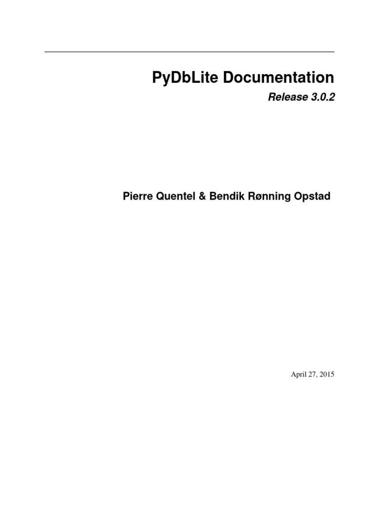 Pydblite - Documentation | PDF | Software Development | Software Engineering