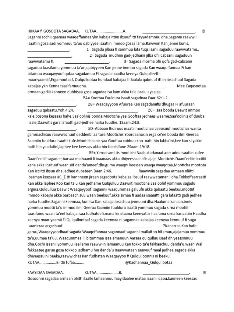 HIIKAA Fi GOSOO SAGADAA | PDF
