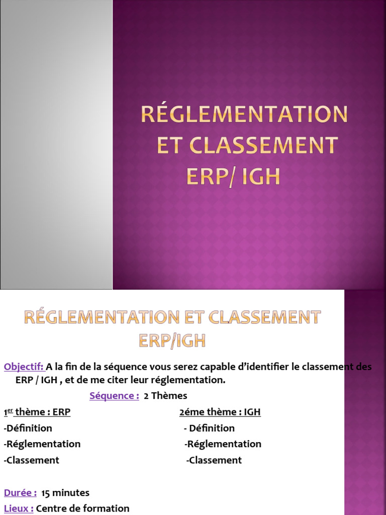 La Reglementation Et Classement ERP IGH | PDF