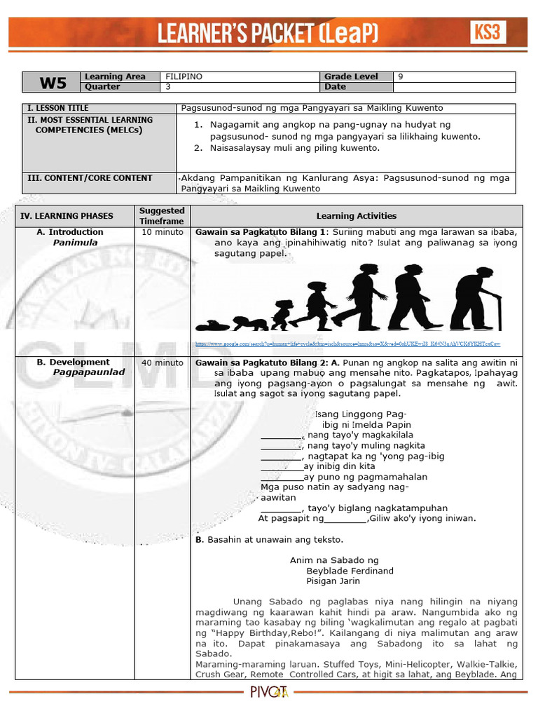 LeaP Filipino G9 Week 5 Q3 | PDF
