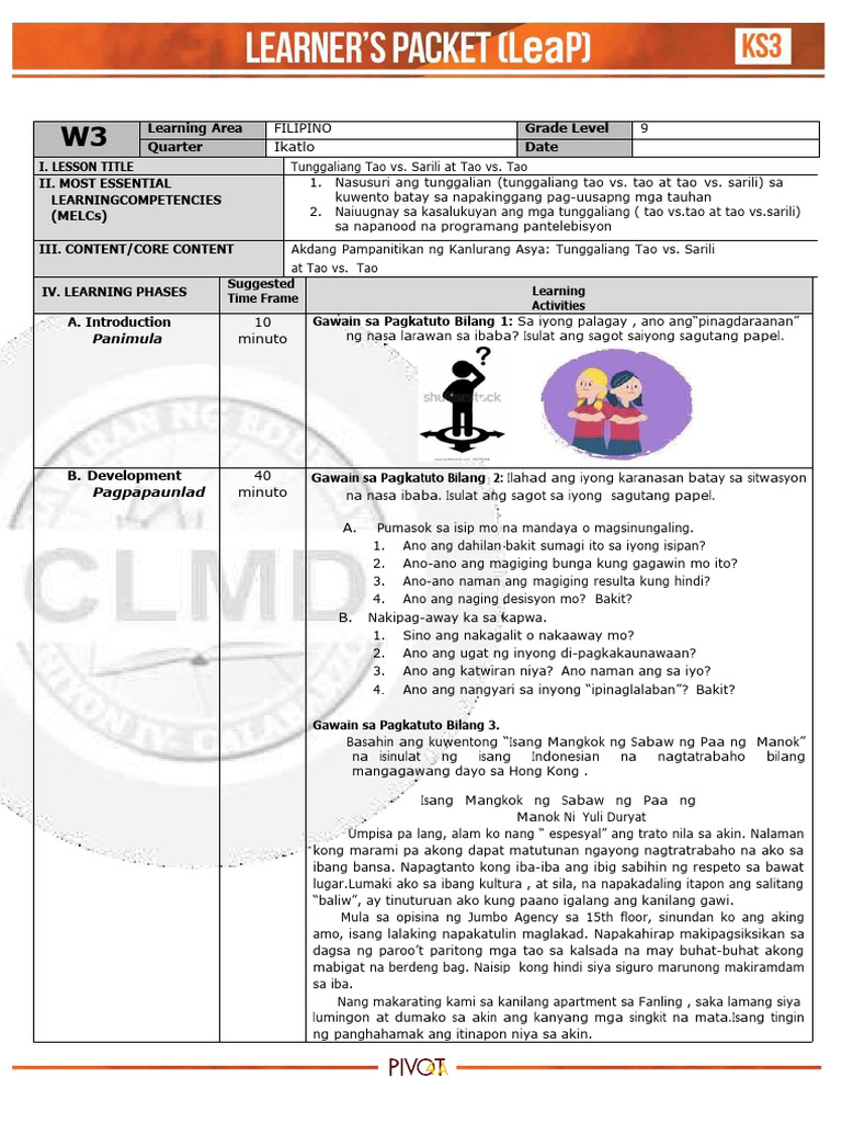 LeaP Filipino G9 Week 3 Q3 3 | PDF