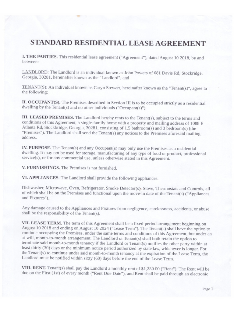 Lease Agreement | PDF