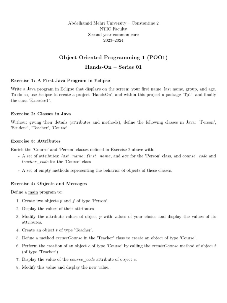Poo Hands On5 Pdf Class Computer Programming Method Computer Programming 3882