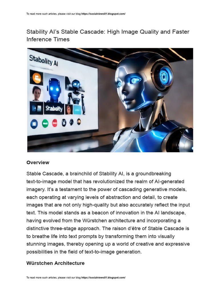 Stable Cascade: AI Image Generation Revolution | PDF | Artificial ...