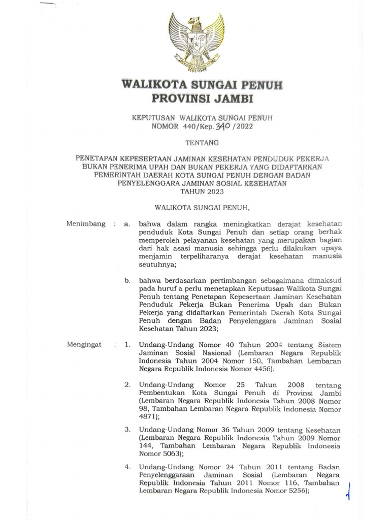 SK Kepesertaan Jamkesda | PDF