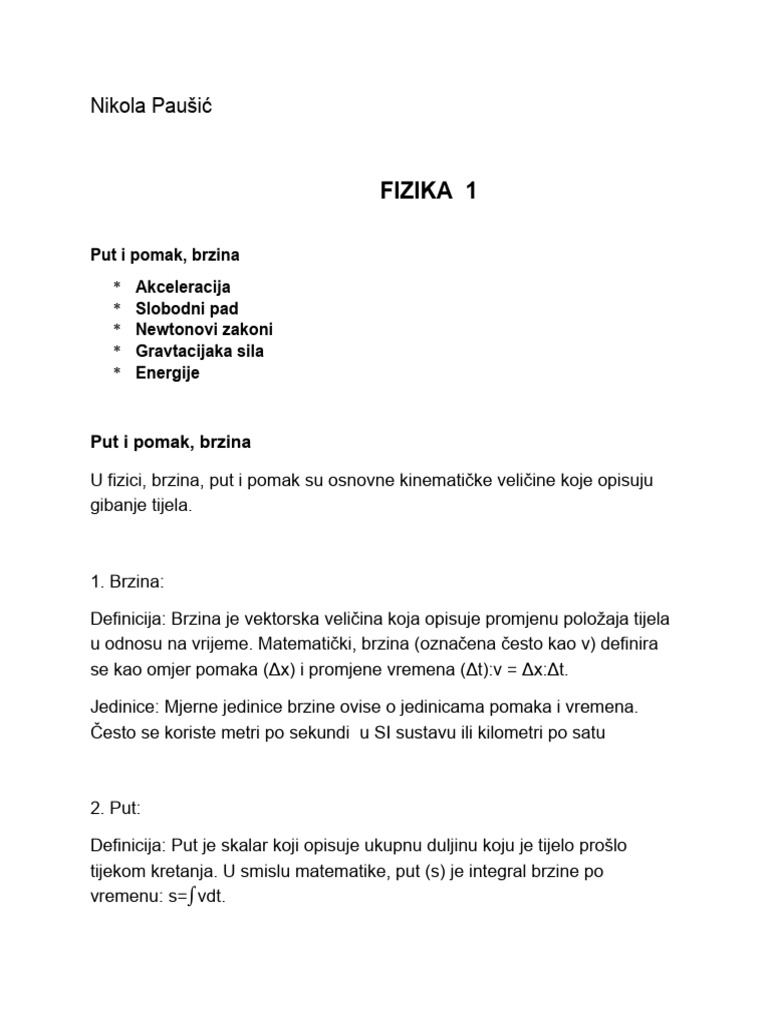Fizika 1.r | PDF