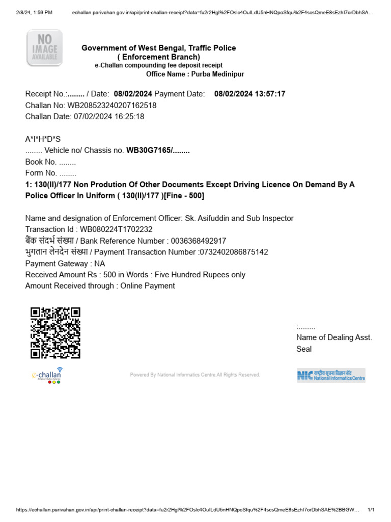 e-Challan Compounding Fee Receipt | PDF | Business
