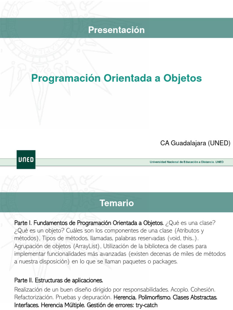POO Presentación2024 | PDF | Objeto (informática) | Programación orientada a objetos