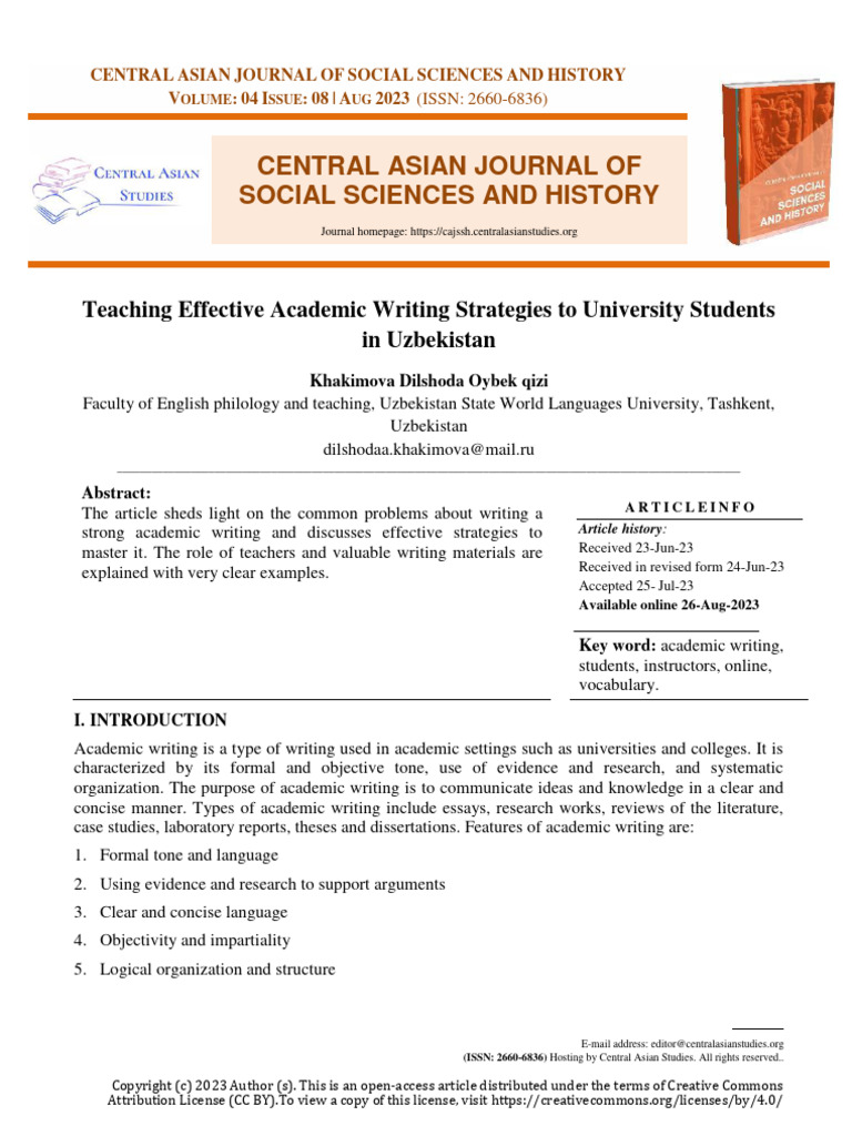 Teaching Effective Academic Writing Strategies To University Students ...