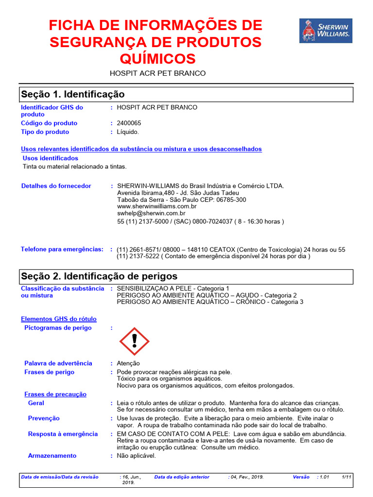 HOSPIT ACR PET BRANCO Sherwin Williams | PDF | Desperdício | Águas ...