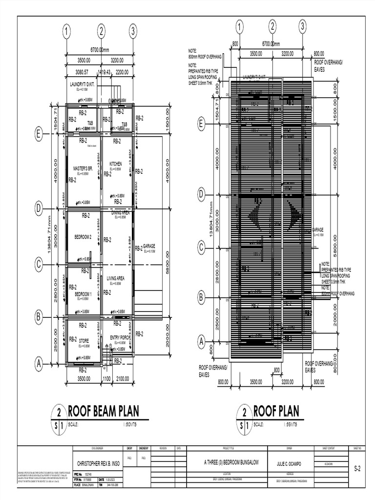 Roof Plan Roof Beam Plan: Laundryt/ D.Kit | PDF | Architectural Design ...
