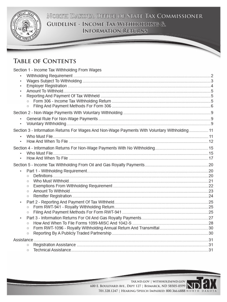 Income Tax Withholding & Information Returns Guideline | PDF | Irs Tax ...