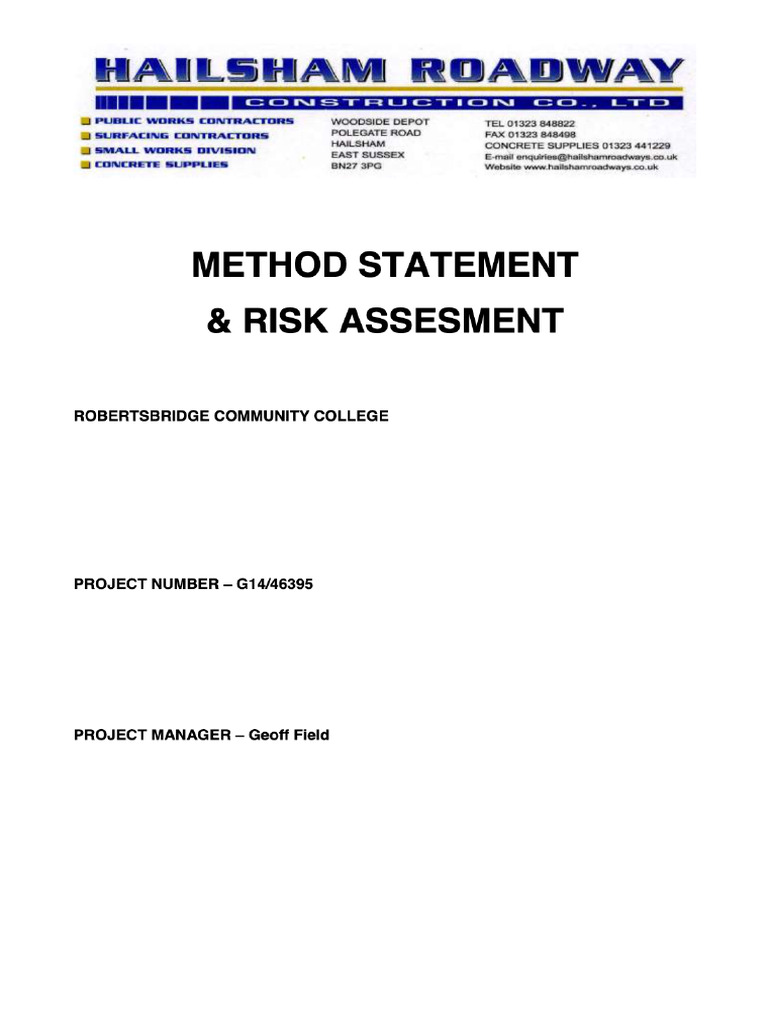 method statement & risk assessment (1) | PDF