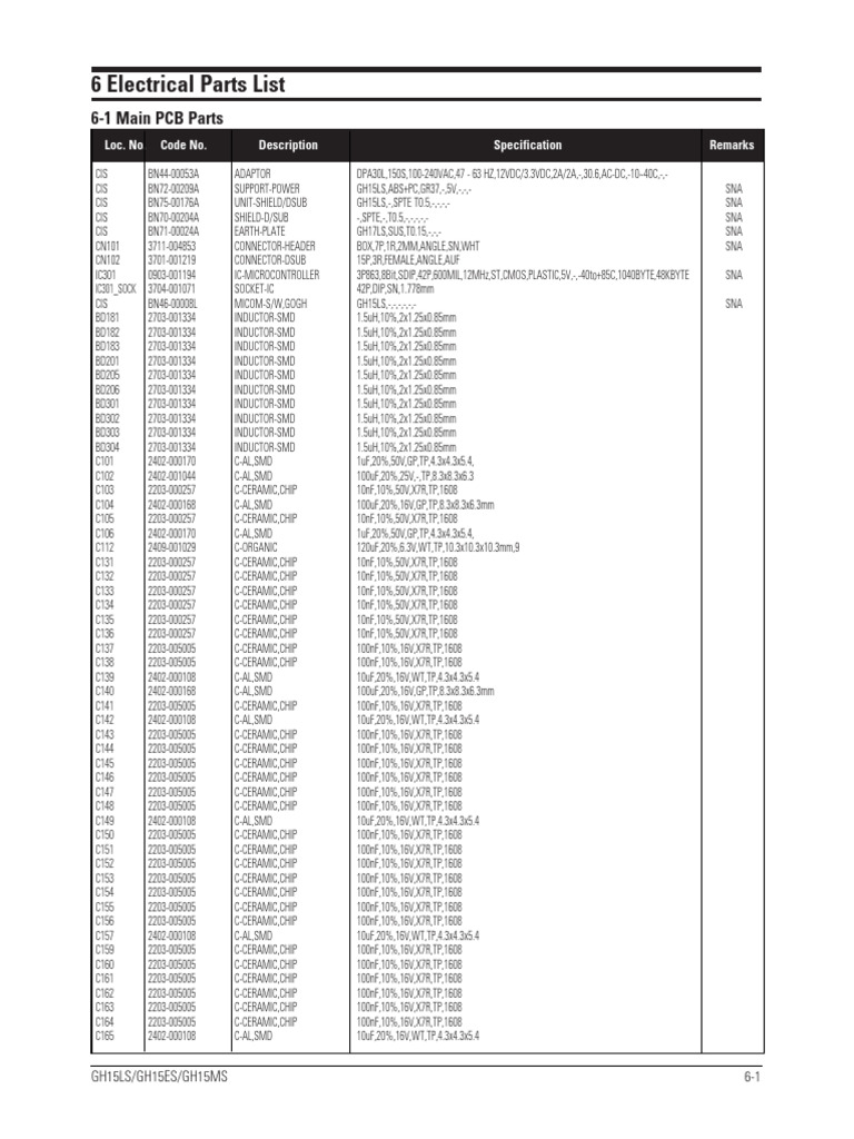 Electrical Part List | PDF | Physical Quantities | Nature