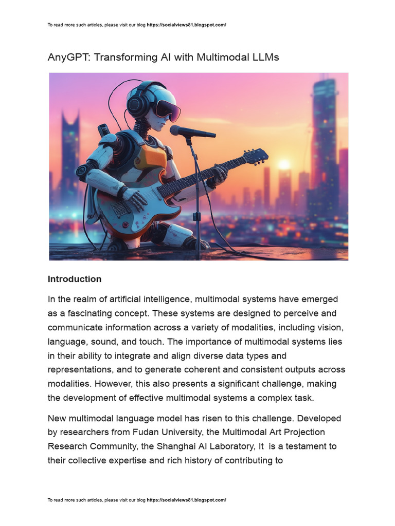 AnyGPT: Transforming AI With Multimodal LLMs | PDF | Artificial Intelligence | Intelligence (AI ...