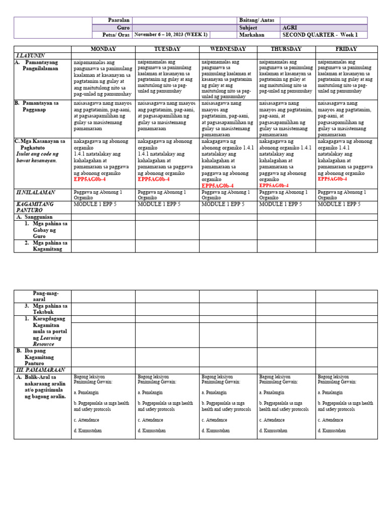 DLL EPP Agri Q2 Week 1 | PDF