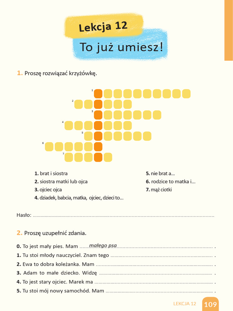 Klasa 5 Lekcja 12 Poziom A1 | PDF