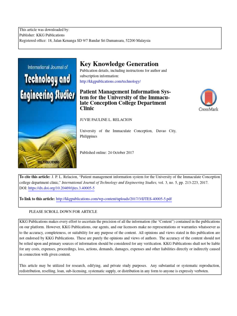 Patient Management Information System Pdf Electronic Health