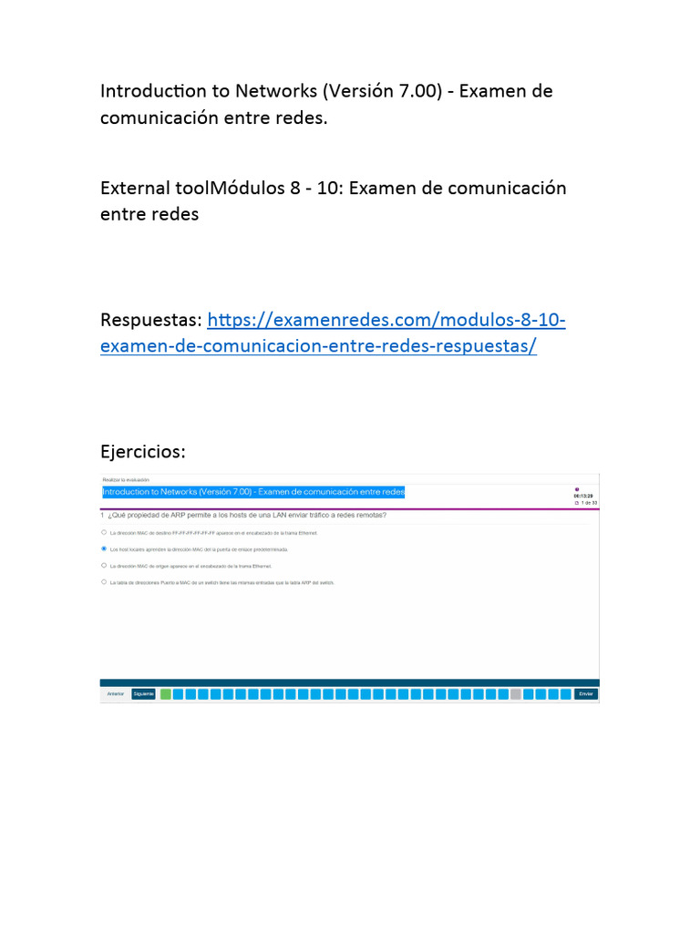 Módulos 8 - 10 Examen de Comunicación Entre Redes | PDF | Informática