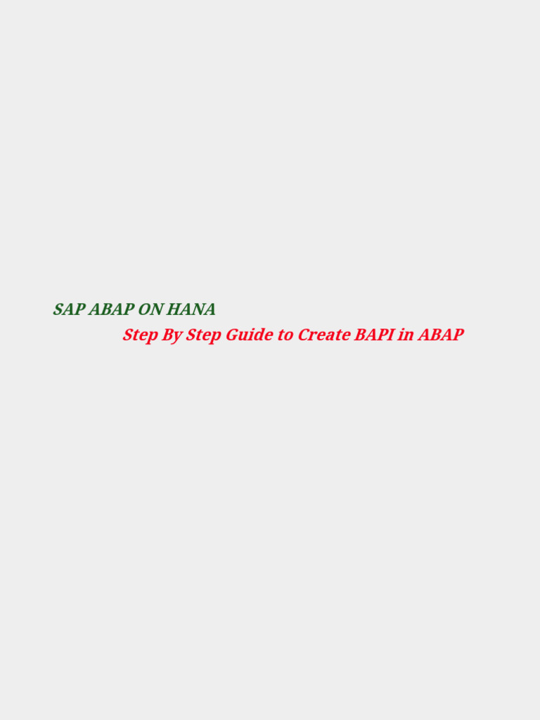 Step by Step Guide To Create BAPI in ABAP Hana | PDF | Systems ...