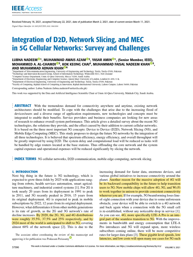 Integration Of D2d Network Slicing And Mec In 5g Cellular Networks Survey And Challenges Pdf