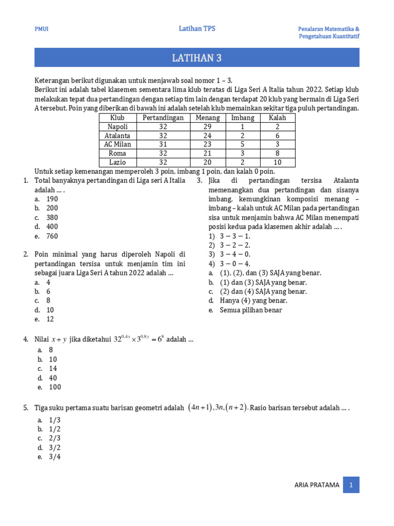 Latihan TPS 3 UTBK 2024 | PDF