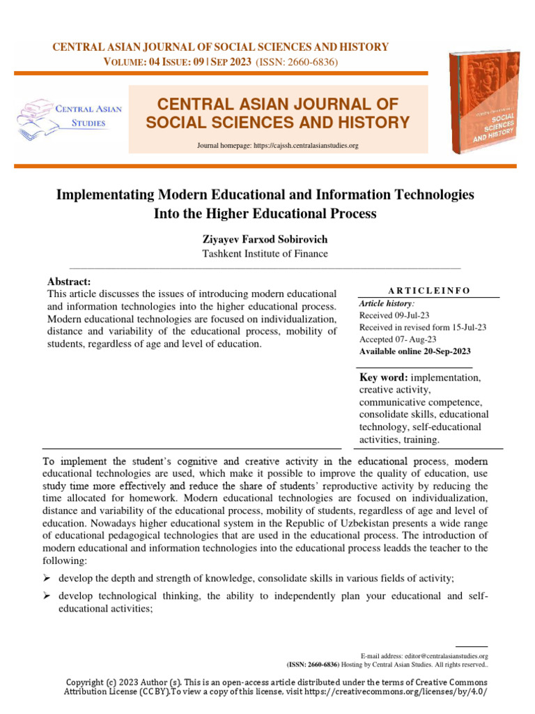 Implementating Modern Educational and Information Technologies Into The ...