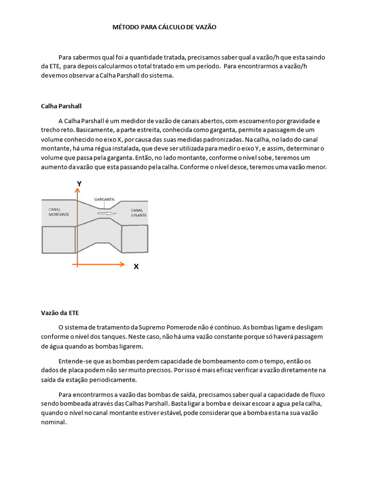 Cálculo de Vazão com Calha Parshall | PDF | Descarga (hidrologia)