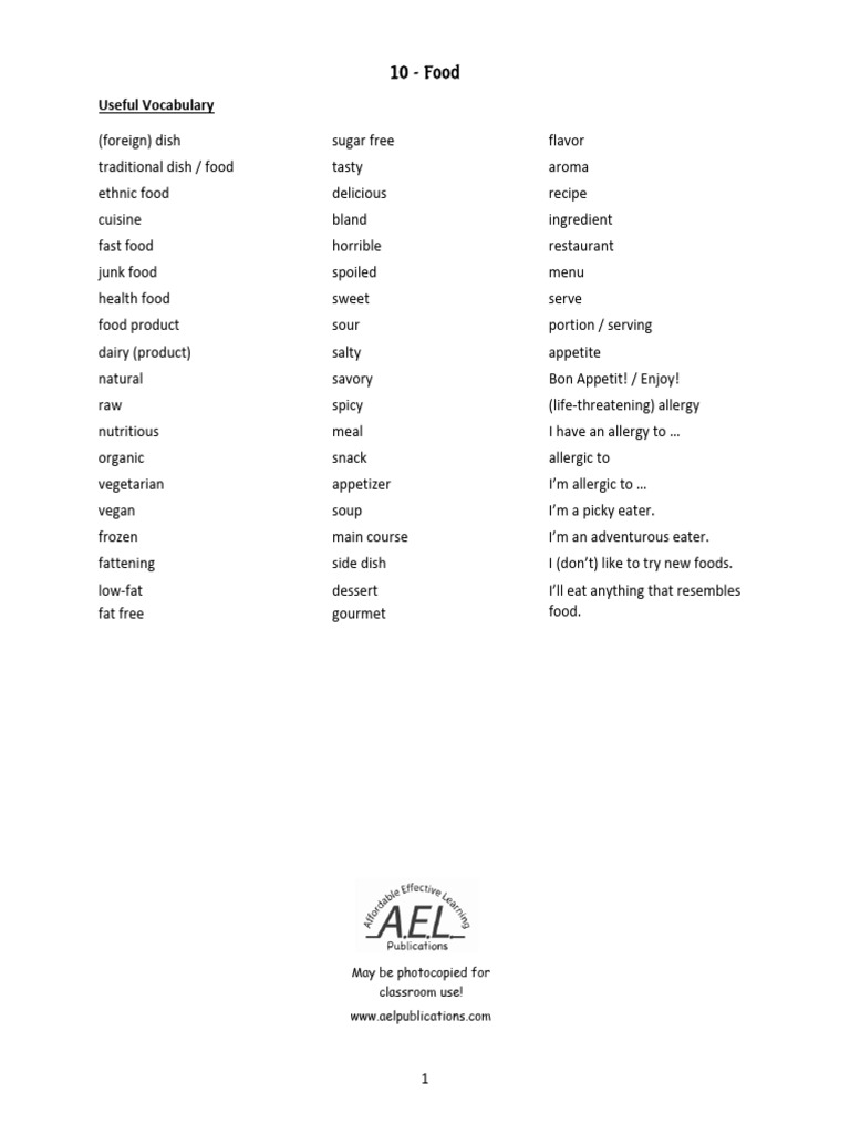 Cobe Topic 10 2020 Food Ael | PDF | Diet & Nutrition | Diet (Nutrition)