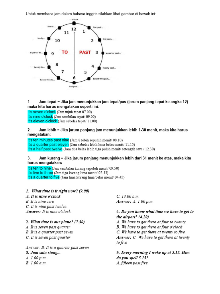 Telling Time in English | PDF