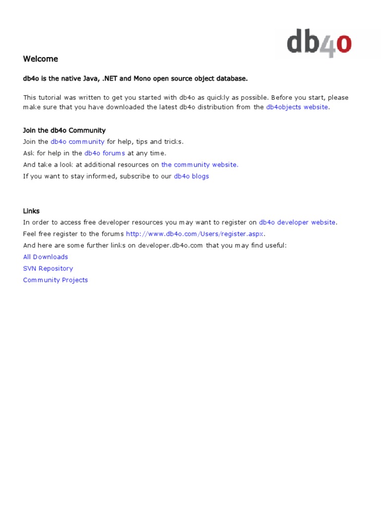 Db4o 8.0 Tutorial | PDF | Component Object Model | Eclipse (Software)