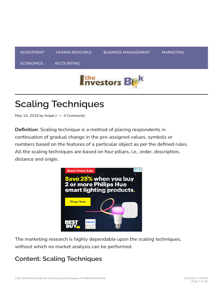 Overview of Scaling Techniques | PDF | Level Of Measurement | Brand